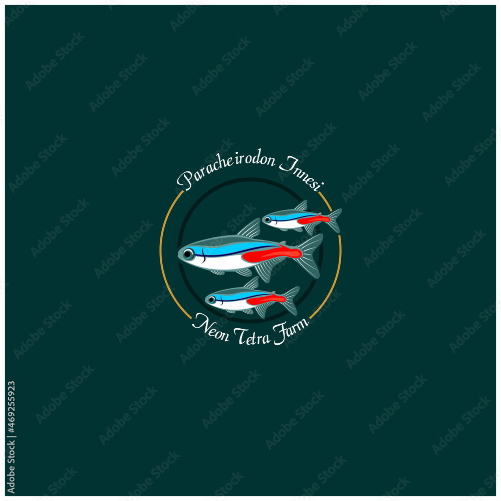 Ornamental fish logo design. Neon Tetra fish. Paracheirodon innesi ...