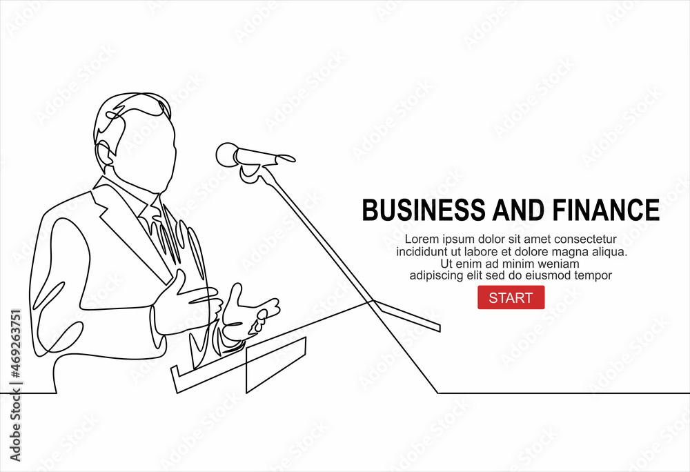 Business conference, business meeting. Man at rostrum in front of ...