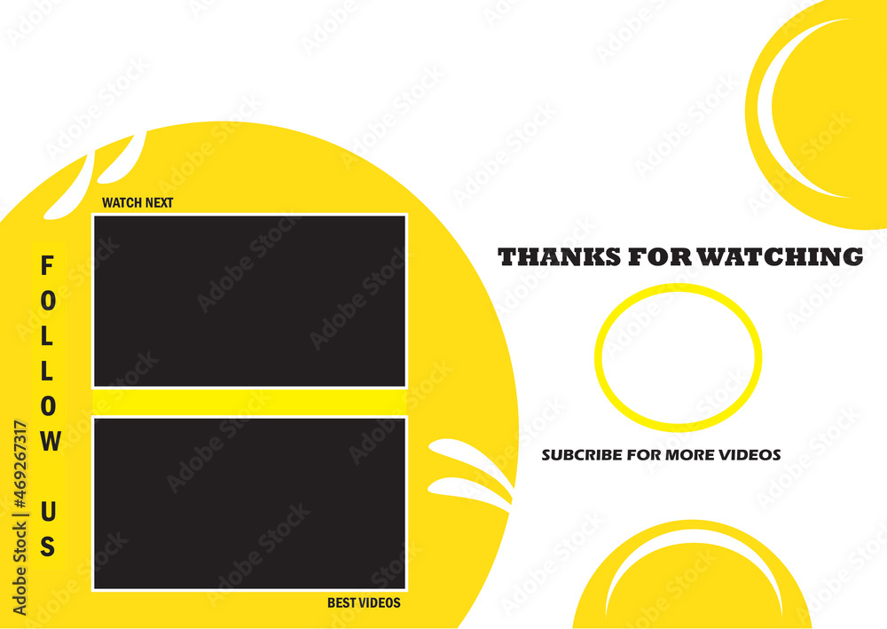 Youtube End Screen with yellow design and yellow lines. Youtube Video ...