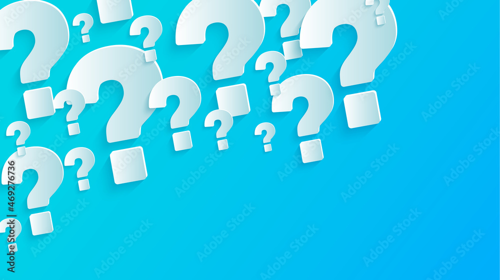 Blue background with question mark. paper question marks large and ...