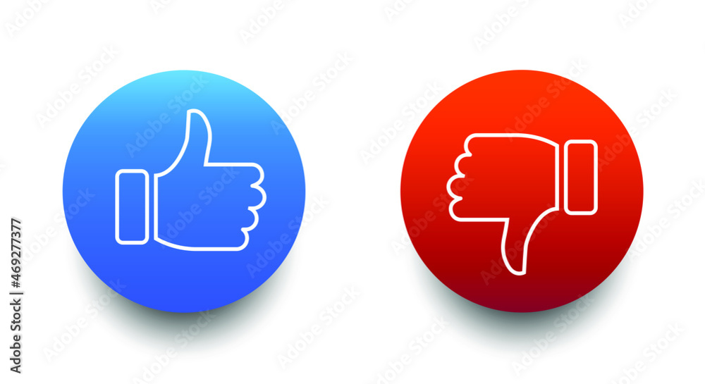 Thumbs up and thumbs down, like and deslike symbol, positive and ...