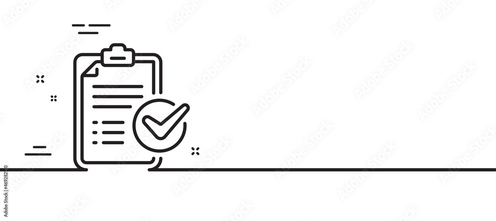 Survey checklist line icon. Report sign. Business review symbol ...