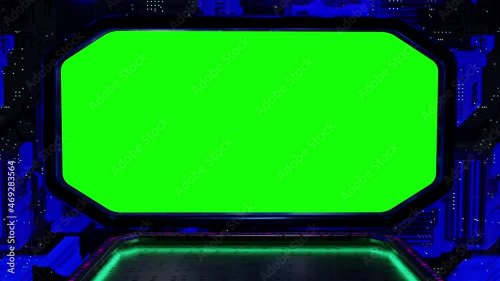 Spaceship or space station window with the green screen - 3D ...