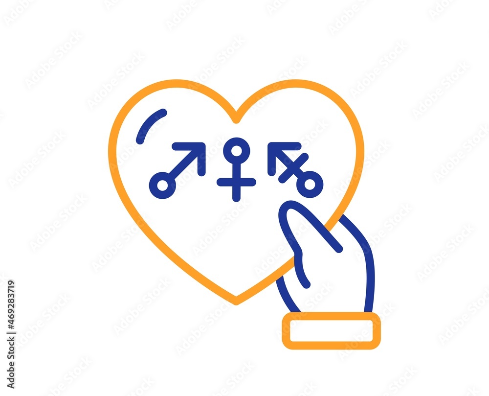 Genders line icon. Inclusion sign. Gender diversity symbol. Colorful ...