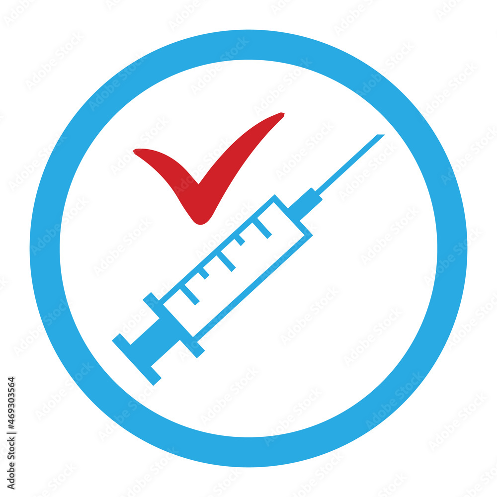 Vector icon of completed vaccination. The style is a two-tone flat ...
