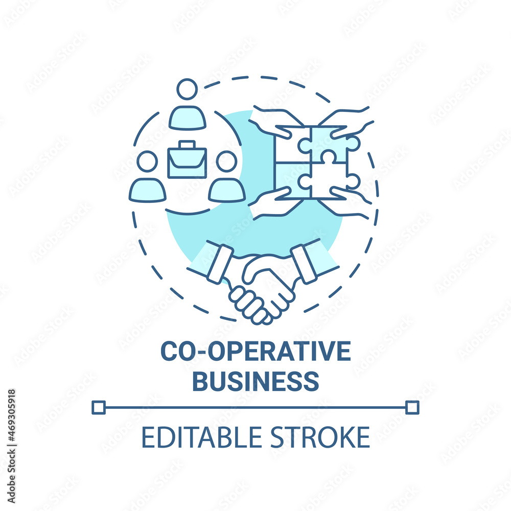 Co operative business blue concept icon. Social entrepreneurship type ...