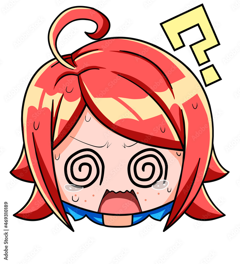 Kawaii anime face, anime chibi style. Confuse expression. ilustración ...