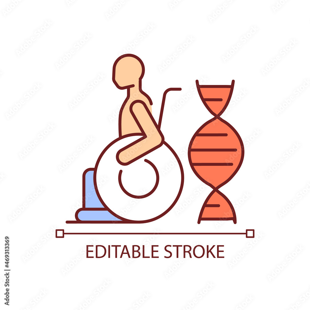 Muscular dystrophy RGB color icon. Genetic disorder. Progressive muscle ...
