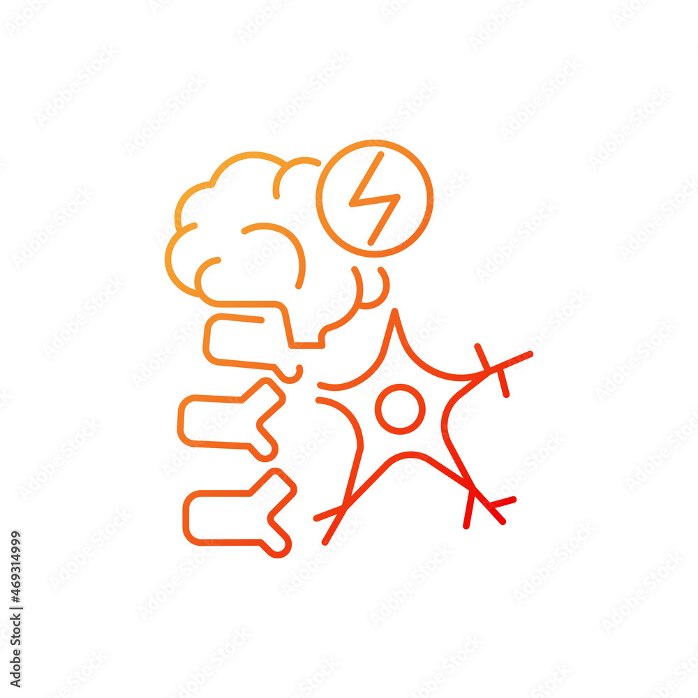 Neuromuscular gradient linear vector icon. Brain and nerve damage ...