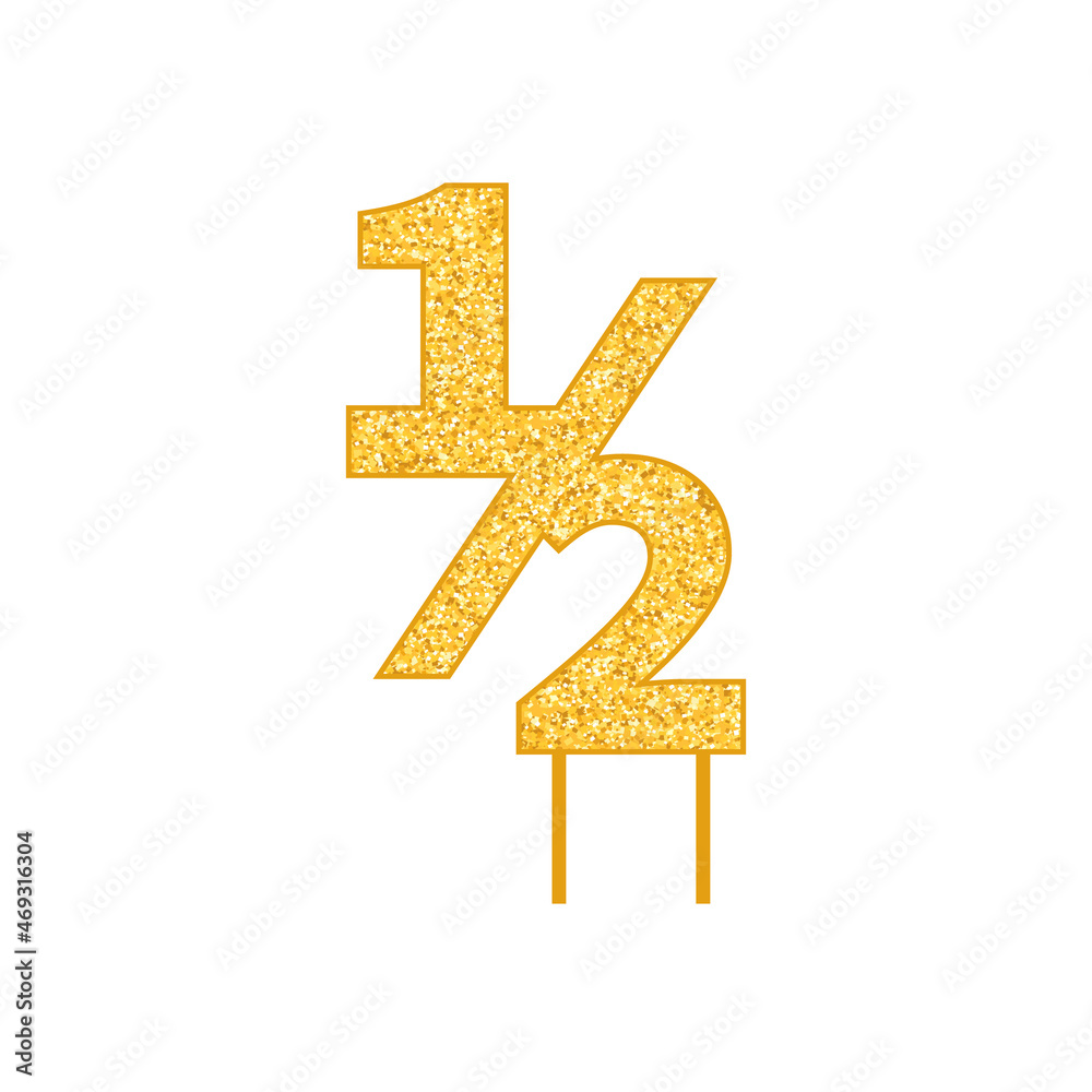 One half cake topper glitter icon. Clipart image isolated on white ...