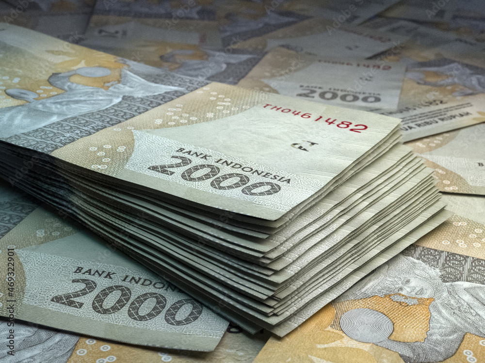 Indonesian money. Indonesian rupiah banknotes. 2000 IDR rupiahs bills ...