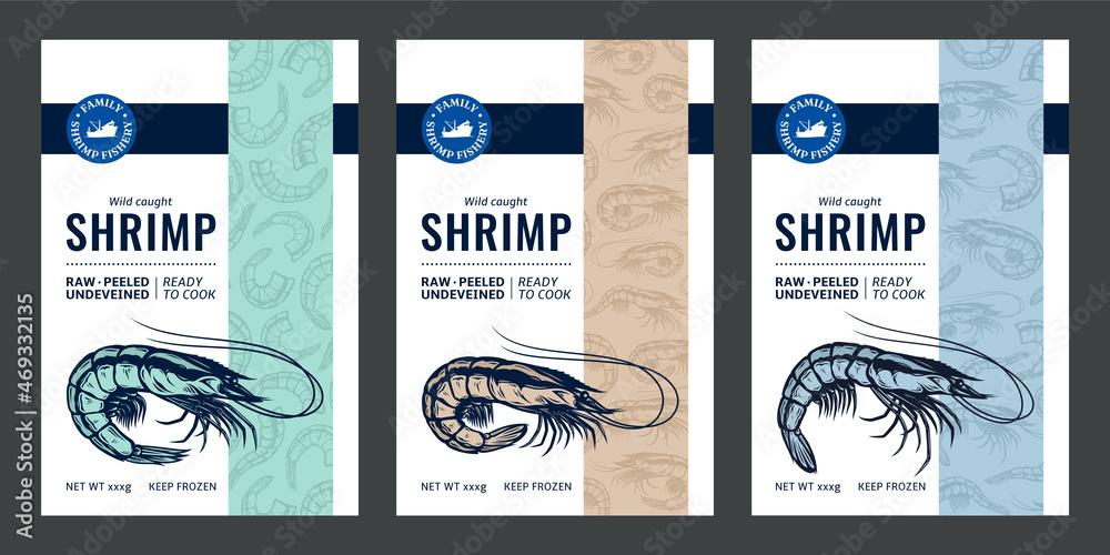 Vecteur Stock Vector shrimp label or package design. Seafood abstract ...