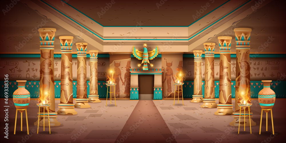 Egypt temple game background, vector ancient pharaoh pyramid tomb ...