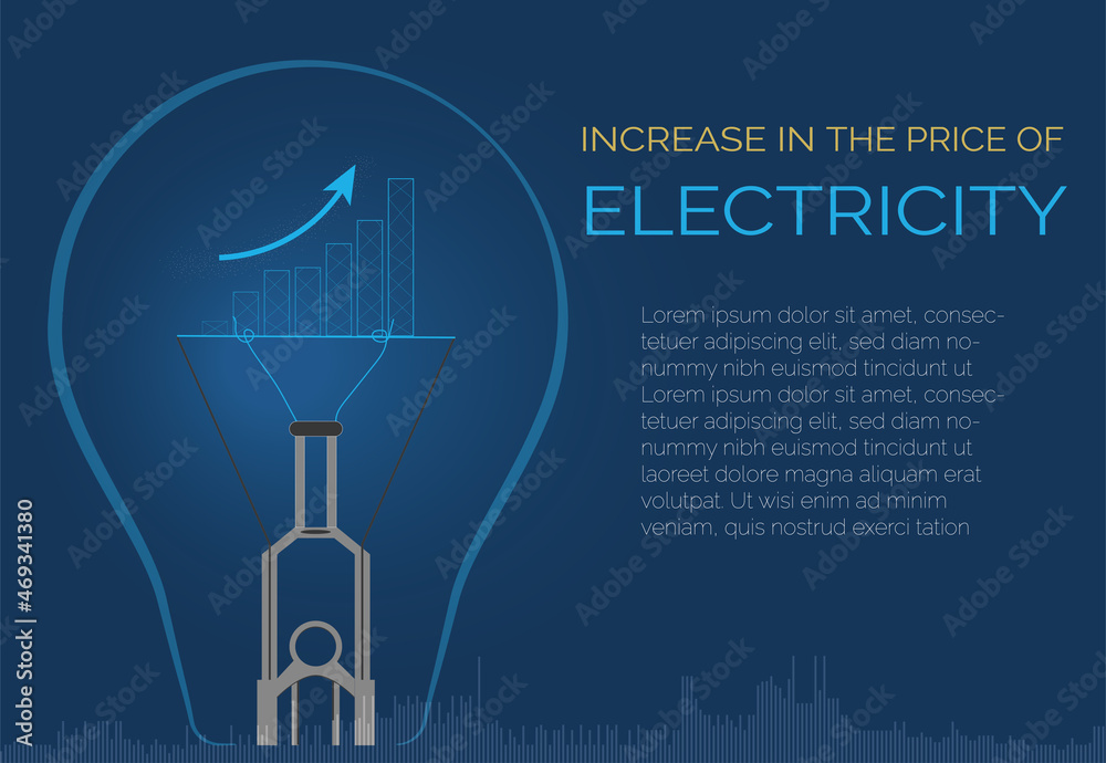 Electricity price increase, light bulb silhouette with price increase ...