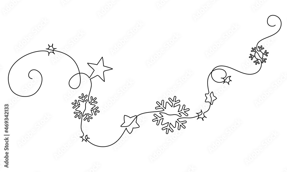Merry Christmas decoration. Continuous one line drawing art Stock ...