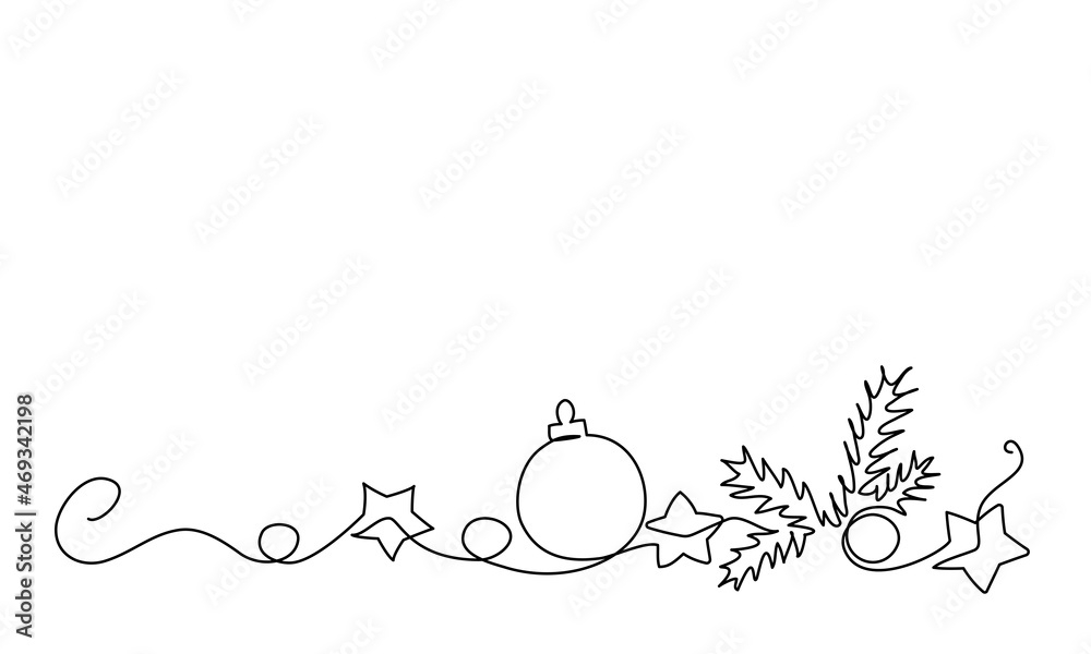 Merry Christmas decoration. Continuous one line drawing art Stock ...