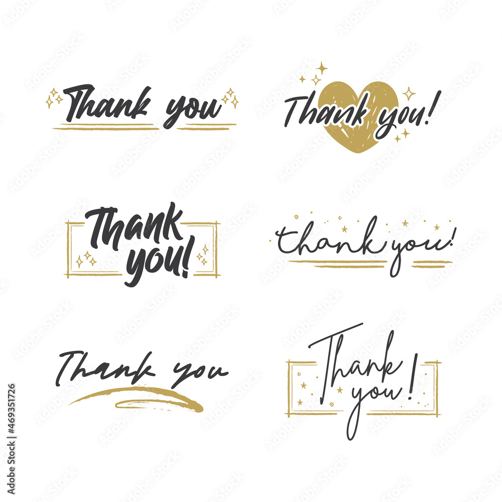 Thank You lettering compositions written with decorative calligraphic ...