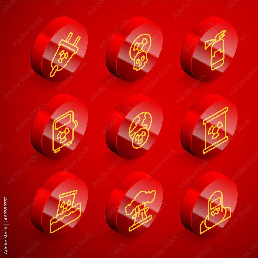 Set line Radiation electrical plug, Radioactive, Fire extinguisher ...