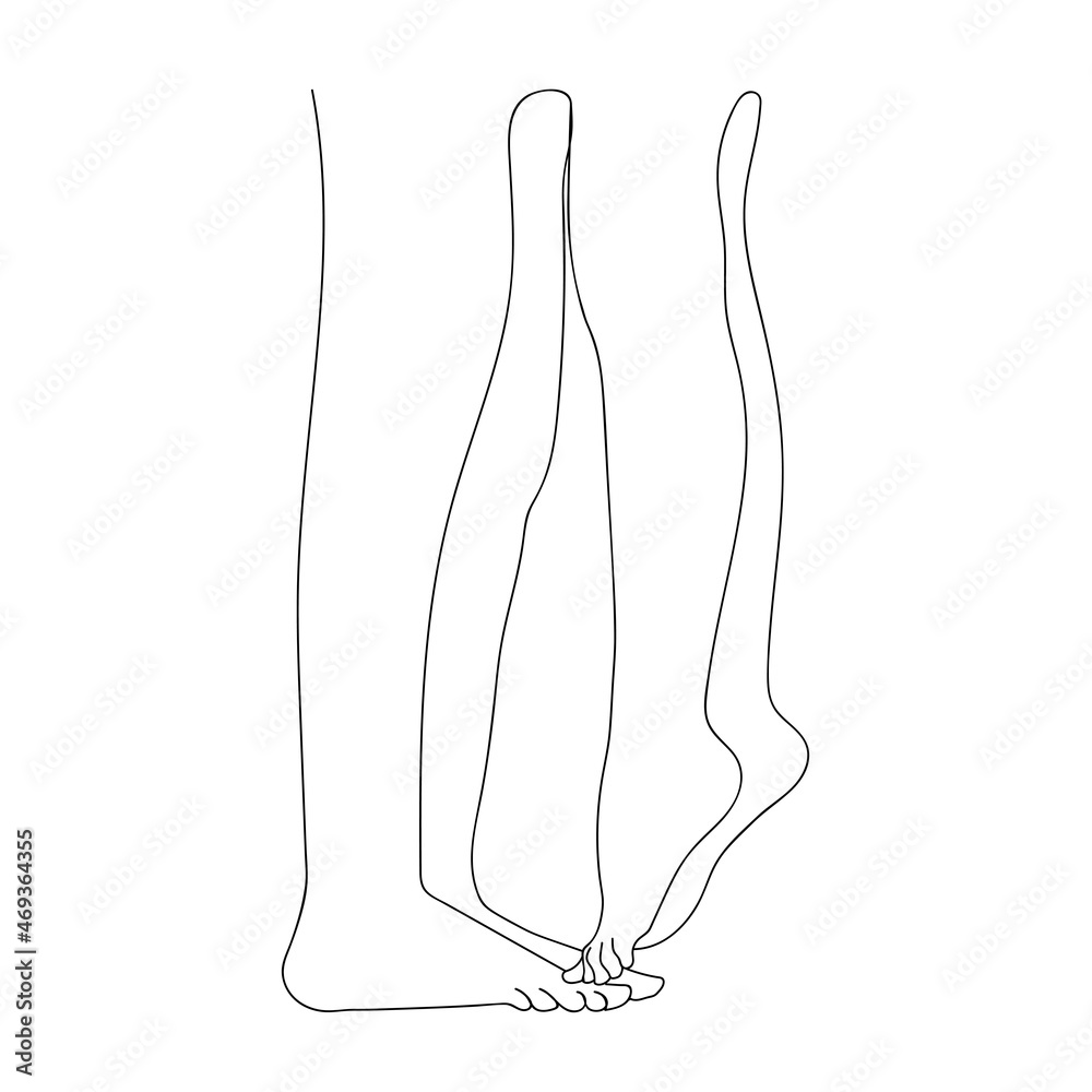 A pair of legs. A woman stands with her feet on a man's feet. A pair of ...