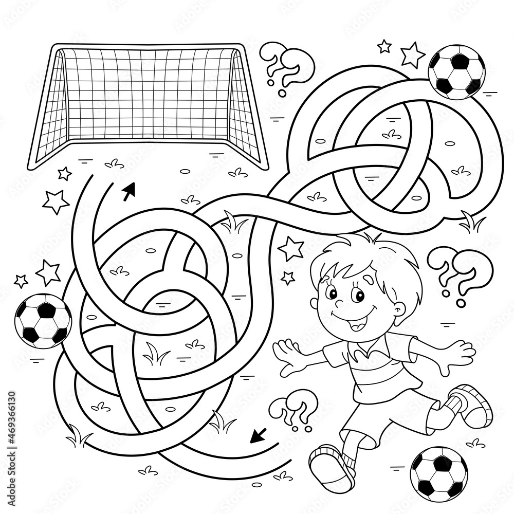 Maze or Labyrinth Game. Puzzle. Tangled road. Coloring Page Outline Of ...