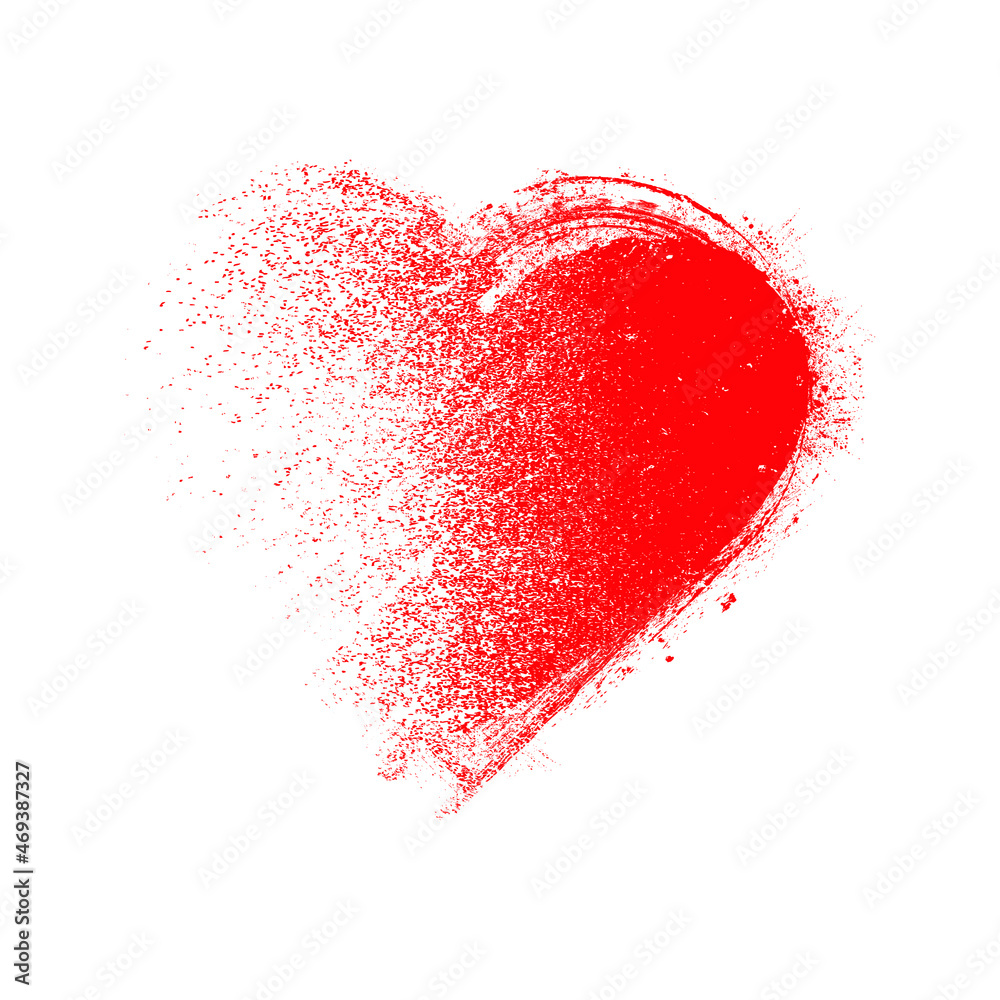 Glitch distorted heart shape . Minimal art design . Noise destroyed ...