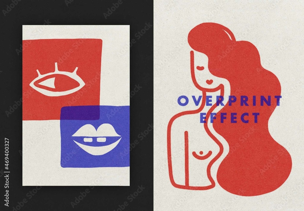 Overprint Poster Effect Mockup Stock Template | Adobe Stock