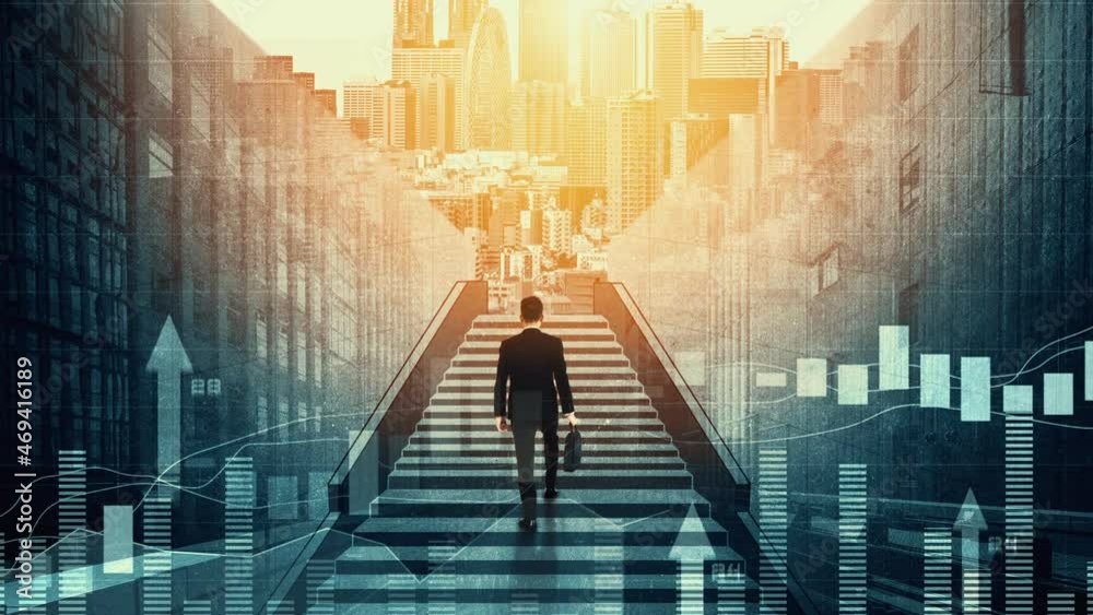 Business growth potential concept with virtual graphic of financial ...