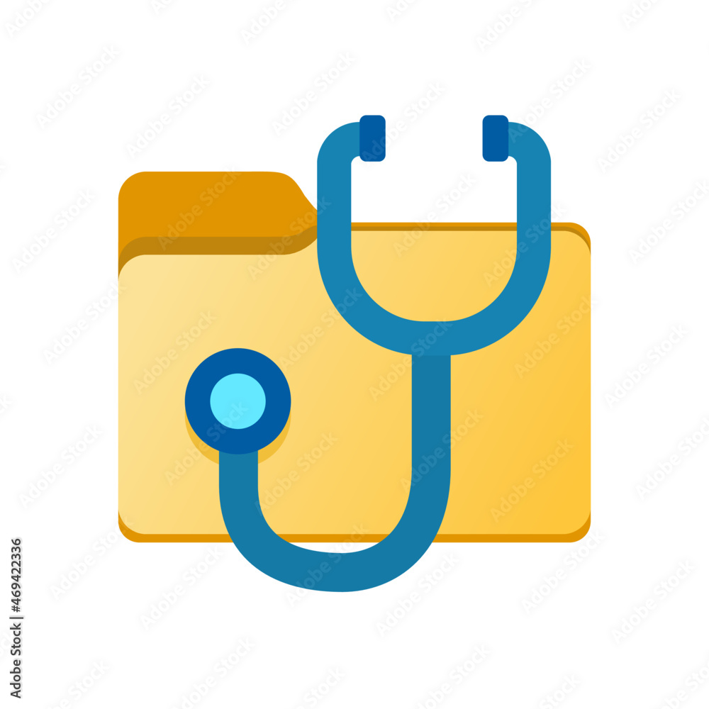 Medical files folder icon. Computer diagnosis log file. Troubleshooting ...