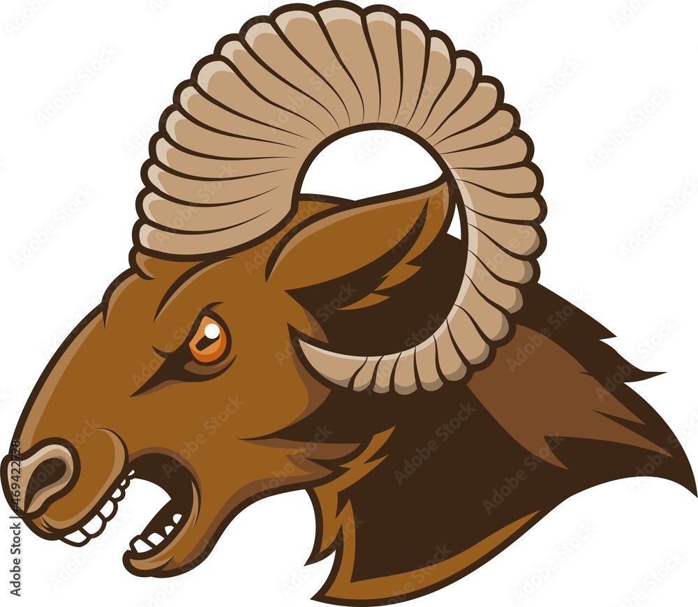 Cartoon angry goat head mascot vector de Stock | Adobe Stock