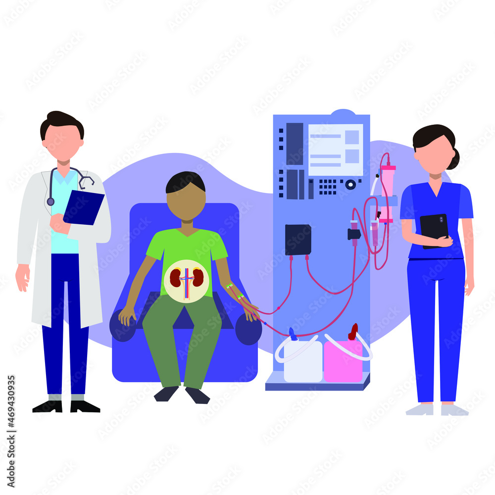 Doctor and nurse treating hemodialysis patient. Stock Vector | Adobe Stock