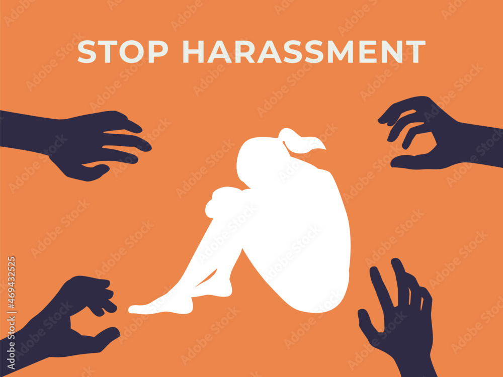 Women abuse, against violence and harassment concept illustration ...