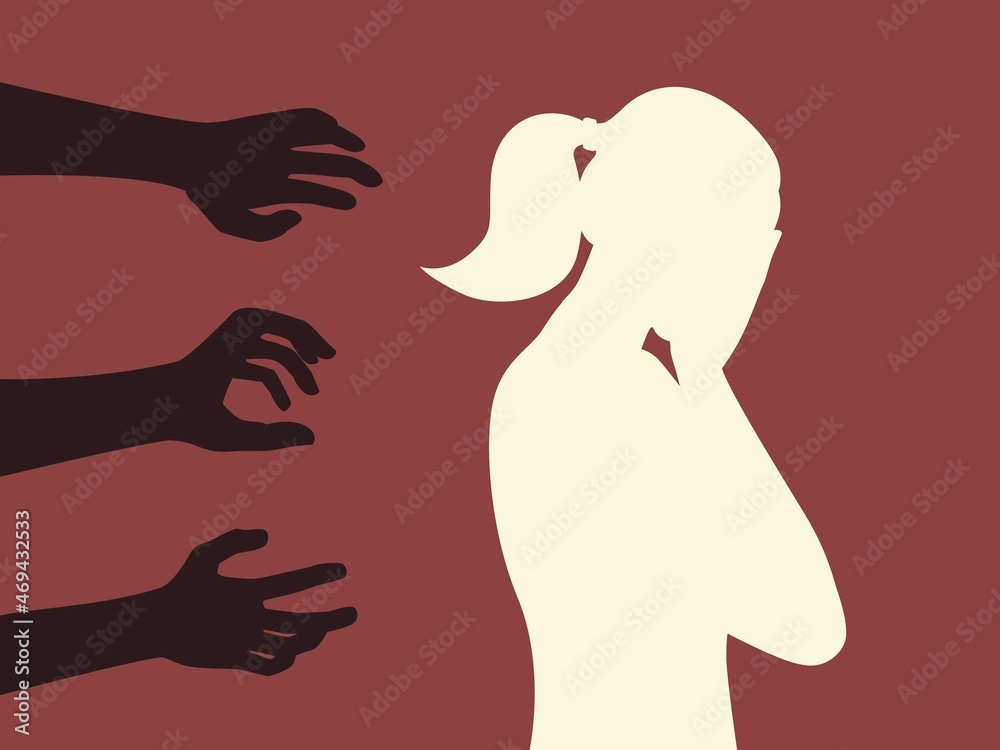 Women abuse, against violence and harassment concept illustration ...