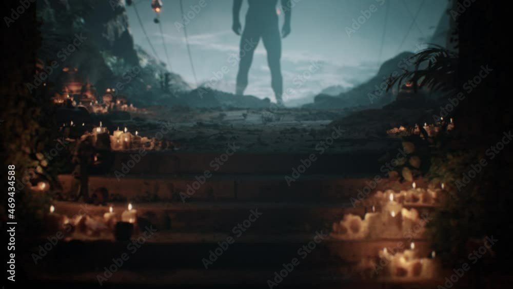 Video „CGI scene of a mysterious alien warrior standing in a beautiful ...
