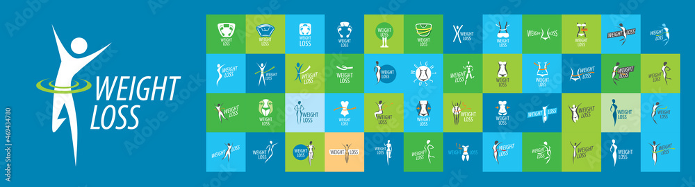 Set of vector logos Weight reduction on different color backgrounds ...