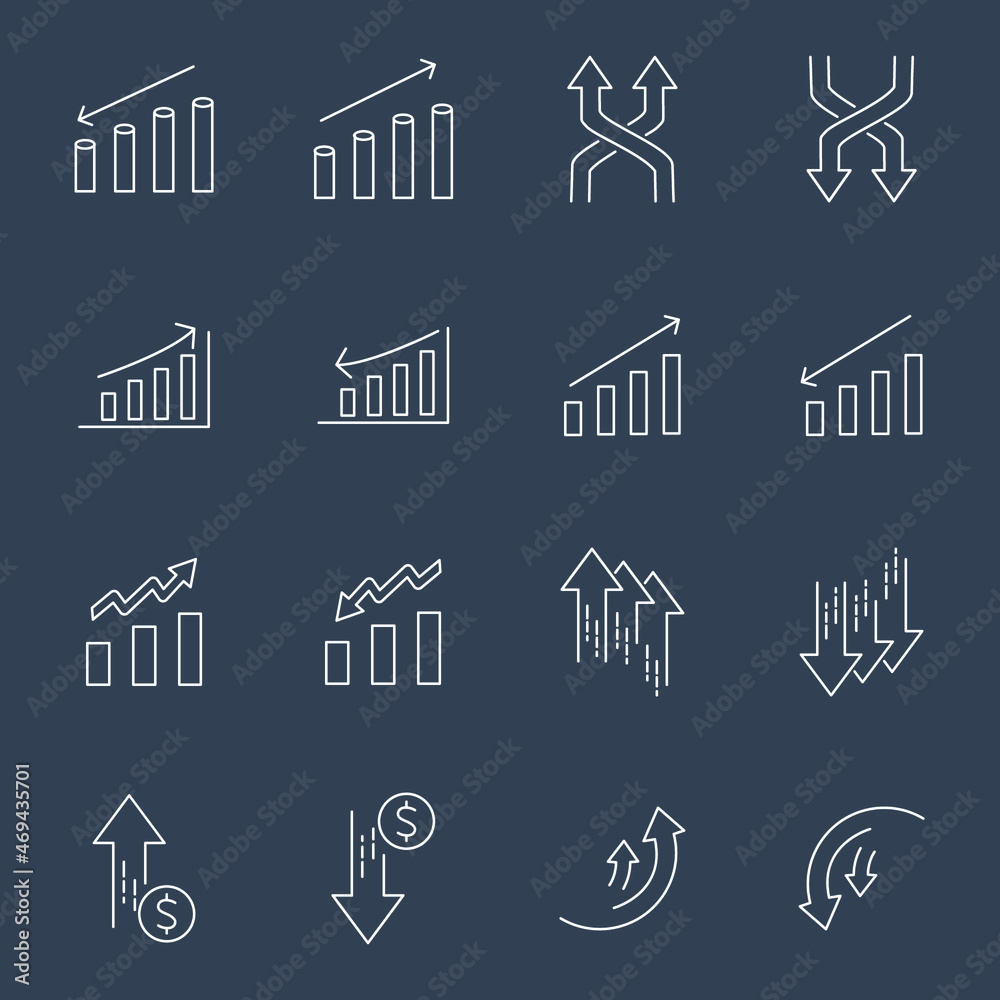 Increase and Decrease icons set. Increase and Decrease pack symbol vector elements for ...
