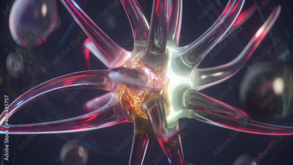 Neuron nerve cell with electricity sparks. Neuroscience and ...