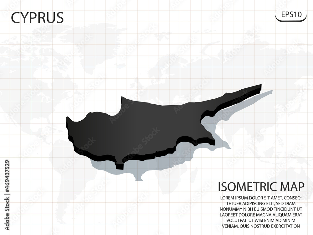 3D Map black of Cyprus on world map background .Vector modern isometric ...