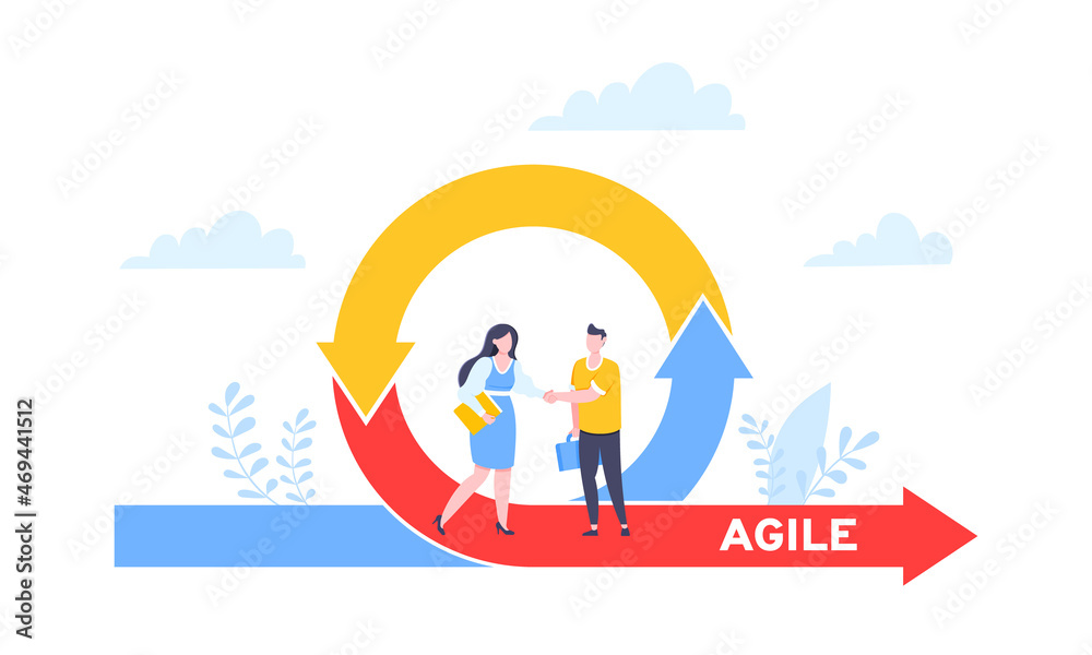 Agile development methodology business concept flat style design vector ...