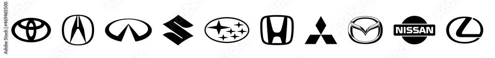 Japanese car logos. Japanese car brands. Cars emblem set. vector car ...