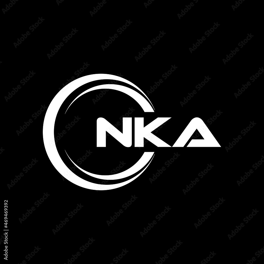 Vecteur Stock NKA letter logo design with black background in ...