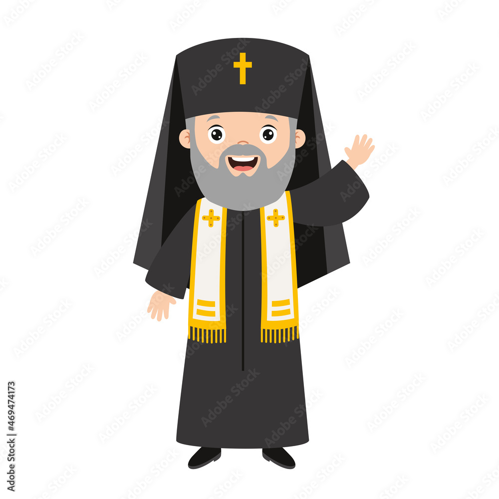 Cartoon Drawing Of A Priest Stock Vector | Adobe Stock