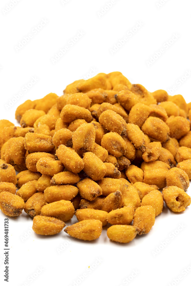 Snack toasted salted corn isolated on white background. Snack fresh ...