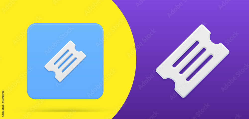Simple ticket icon ui design 3d button set vector illustration. Paper ...