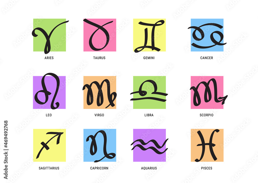 Zodiac sign written by a pen. Astrological symbols Stock Vector | Adobe ...