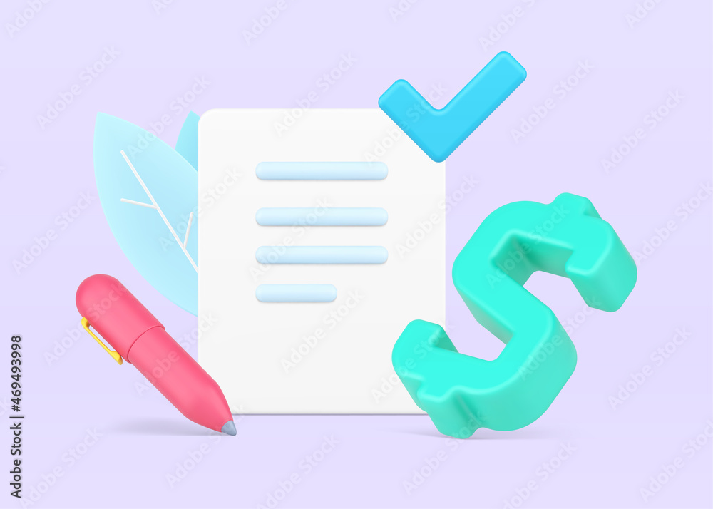 Signing paper financial agreement document for payment cash dollar with ...