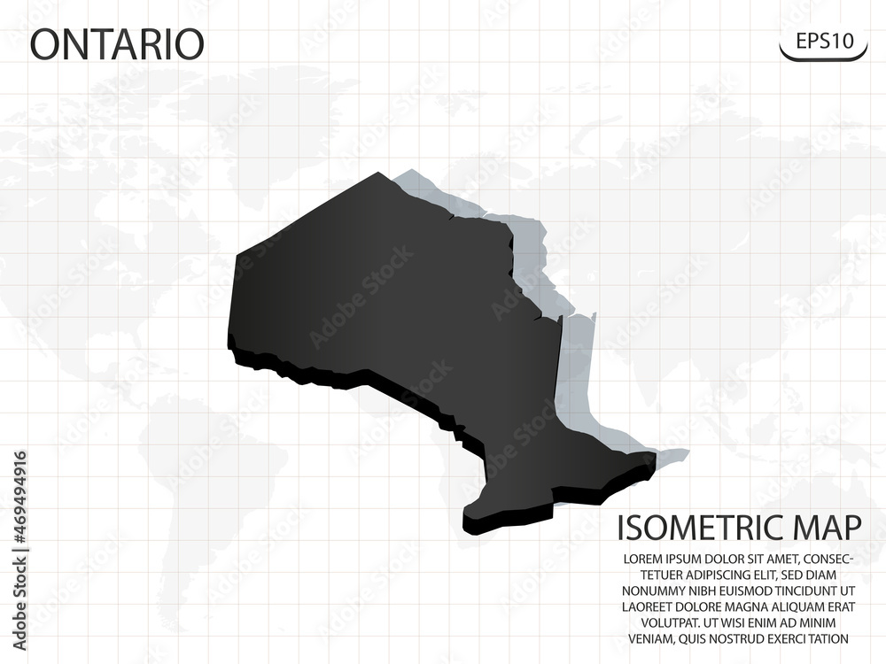 3D Map black of Ontario on world map background .Vector modern ...