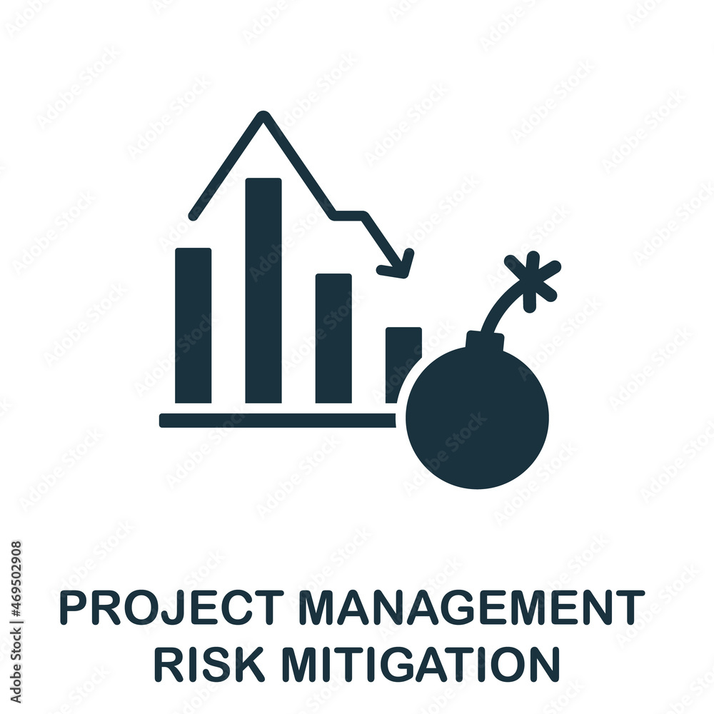 Risk Mitigation icon. Monochrome sign from project management ...
