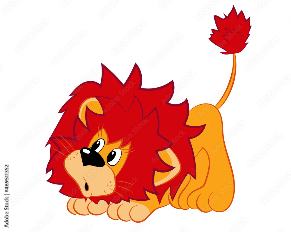 Cartoon lion hunts isolated on white background. Vector illustration ...