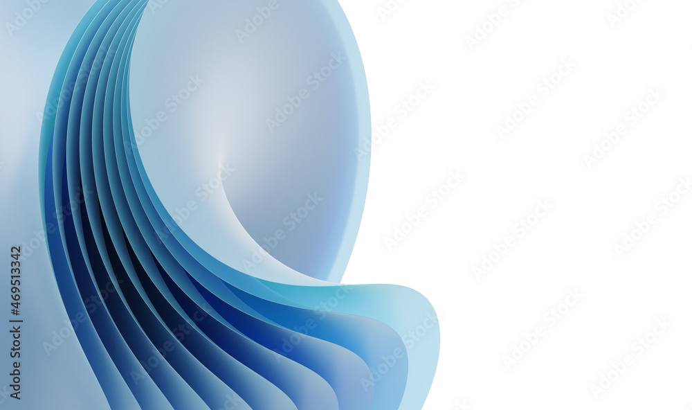 Abstract layered background with wavy curvy shapes. Blue bended multi ...
