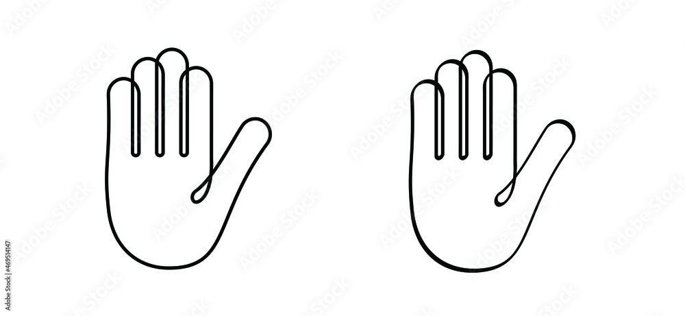 Cartoon line drawing hands of stop hand gesture. Continuous line ...